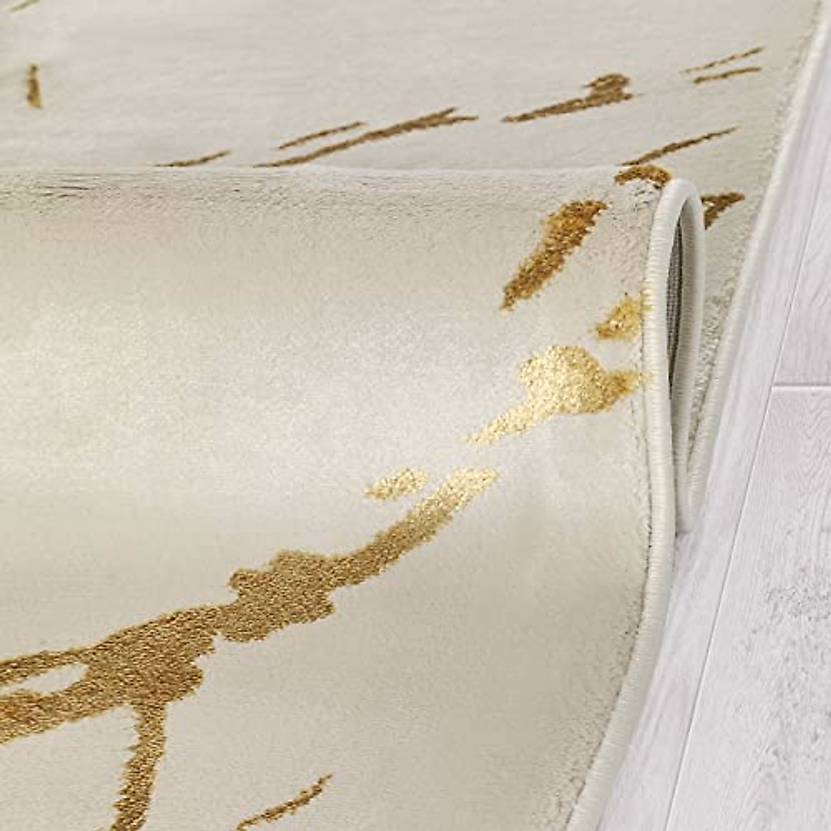 Antep Rugs Babil Gold 5x7 Marble Abstract Modern Indoor Area Rug (Beige, 5'3" x 7')