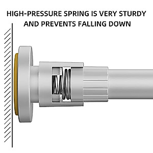 SMODBRODRE Shower Curtain Rod - 32-80 Inch Nickel Spring Tension Shower Curtain Rods for Bathroom with Shower Rod Holders, 1 Inch Stainless Steel Shower Curtain Rod No Drill, Non-slip