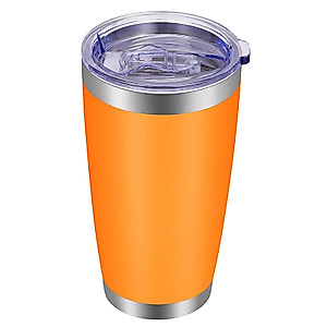 VEGOND 20oz Tumbler with Lid and Straw Stainless Steel Tumbler Cup Vacuum Insulated Double Wall Travel Coffee Mug Powder Coated Coffee Cup(Orange 1 Pack)