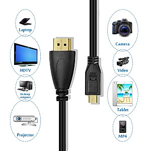 UCEC Micro HDMI to HDMI Coiled Cable - Male to Male High Speed HDMI to Micro HDMI Cable with Ethernet Support, 3D and Audio Return