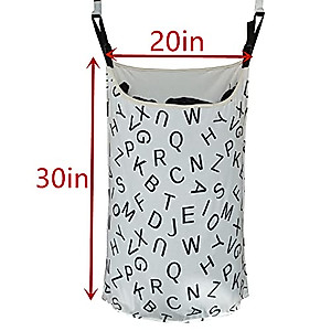 HDHYK Adjustable Space Saving Door Hanging Laundry Hamper Bag with Free Hanging Hooks,Hanging Laundry Bag with Zipper,Dorm Laundry Bag, Over The Door Laundry Hamper for Bathroom