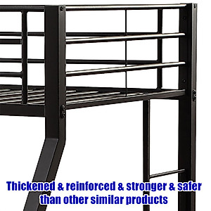 SIGONE Stronger and Safer Metal Bunk Bed Twin XL Over Queen Size Black Heavy Duty Thicken Safer More Stable Steel Bunk Queen Bed with Reinforced Legs and Ladder, Easier Assembly (Twin XL Over Queen)