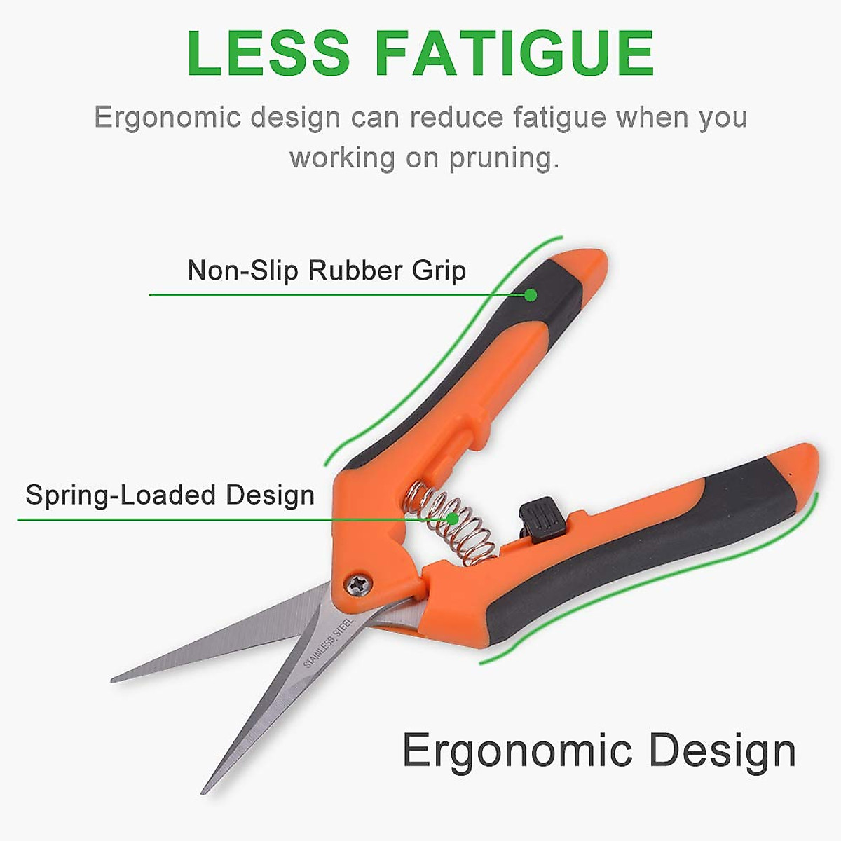 GROWNEER 3 Packs Pruning Shears with Straight Blades, 3 Packs Trimming Scissors with Non Stick Blades, Gardening Hand Pruning Snips with Straight Stainless Steel Precision Blade