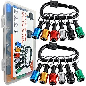 12Pcs 1/4 inch Hex Shank Aluminum Alloy Screwdriver Bits Holder Extension Bar Drill Screw Adapter Change Keychain Portable for Screwdriver & Drill Bits & Flexible Drill Bit Extension Set & Nut Driver