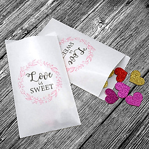Wedding Favors Kraft Paper Bags - 50Pcs 4.5 x 7.5 inches White Wedding Gift Bags for Guests Candy Treat Bags for Treat Snacks Candy Buffets