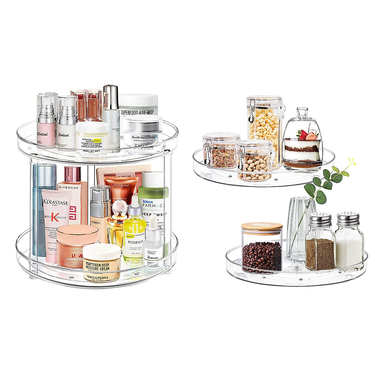 10.6inch 2 Tier Lazy Susan Organizer and 9.26inch 2 Pack Lazy Susan Tray
