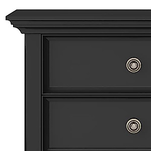 SIMPLIHOME Amherst SOLID WOOD 24 Inch Wide Traditional Bedside Nightstand Table in Black, For the Living Room and Bedroom