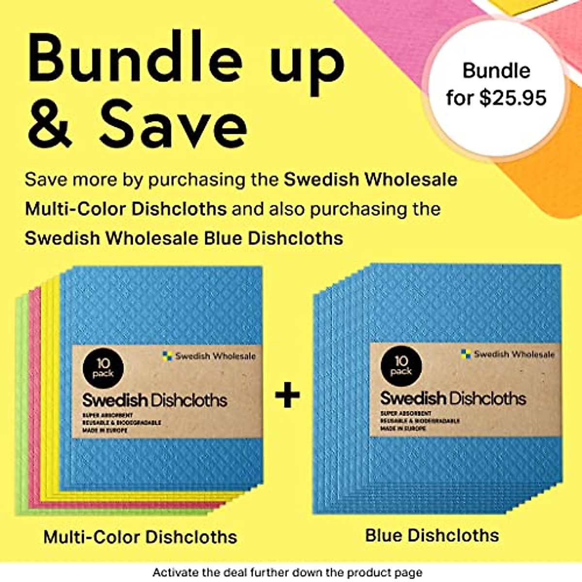 Swedish Wholesale Swedish DishCloths for Kitchen- 10 Pack Reusable Paper Towels Washable - Eco Friendly Cellulose Sponge Microfiber Dish Cloths - Kitchen Essentials - White