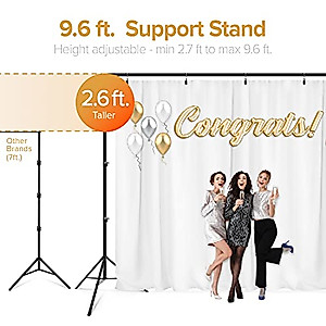 LimoStudio Large Heavy 10 x 9.6 feet Background Support System, Curtain Style Backdrop Stand, Sturdy Frame with 5 pcs Ring Holder Clip for Photography, Party, Family Events, AGG3003