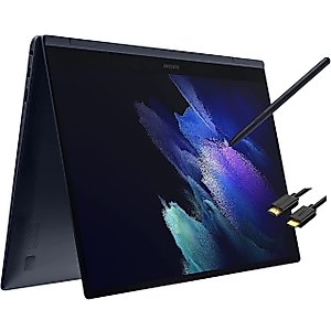SAMSUNG Galaxy Book Pro 360 15.6'' 2-in-1 Touchscreen (i7-1165G7,16GB RAM,512GB PCIe SSD,Active Stylus),FHD Convertible Laptop,Thunderbolt 4,Backlit,Fingerprint,HDMI Cable,Windows 11 Home,Mystic Navy