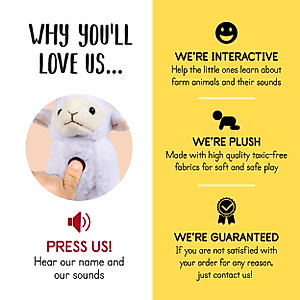 Plush Creations Talking Plush Farm Animals for Toddlers with A Plush Barn House Carrier, Animal Farm Set Includes 4 Soft Cuddly Plush Stuffed Animals, A Plush Cow Plush Horse Plush Lamb Plush Rooster