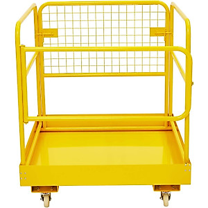 PioneerWorks Forklift Safety Cage, 36"x36" inch Heavy Duty Collapsible Forklift Work Platform,1200LBS Capacity with 4 Universal Wheels, for Most Aerial Jobs