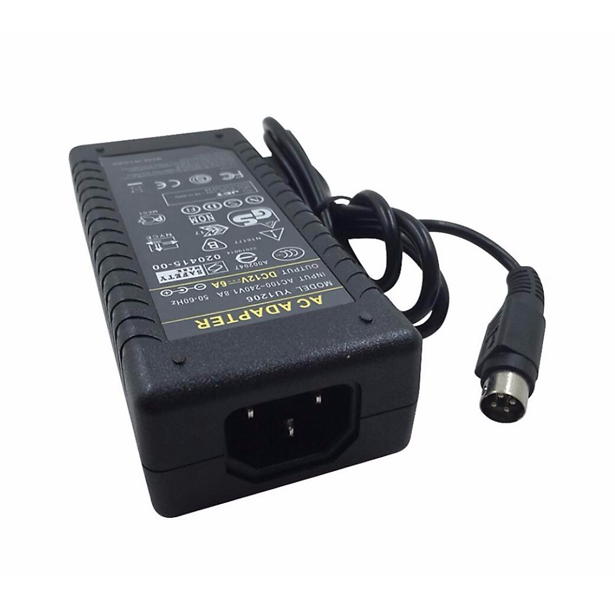 12V5A 6A Switching Power Supply 4 Pin 60W 72W AC DC Converter Adapter 4-Pin for LCD TV Monitor Flat Panel TV DVR Cable Cord Charger with AC Cable (12V6A 4pin with AC Cable)