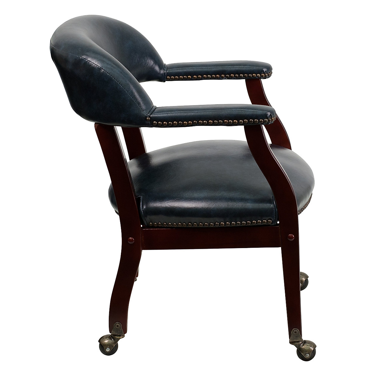 Flash Furniture Sarah Navy Vinyl Luxurious Conference Chair with Accent Nail Trim and Casters