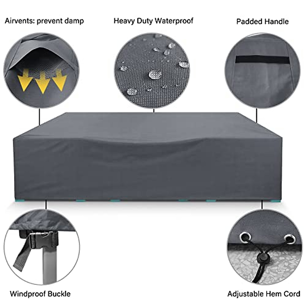 AKEfit Patio Furniture Cover Outdoor sectional Furniture Covers Waterproof Dust Proof Furniture Lounge Porch Sofa Protectors D128 x W83 x H28