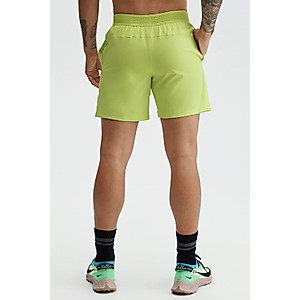 Fabletics Men's The Fundamental Short, Workout, Running, Training, Gym, Yoga, Ultra Lightweight, Athletic, 7" Inseam, M, Faded Lime