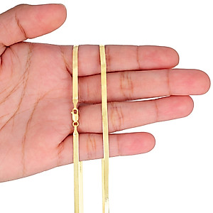 Nuragold 14k Yellow Gold 3mm Solid Herringbone Silky Flexible Chain Womens Necklace 14" 16" 18" 20" 22" 24"