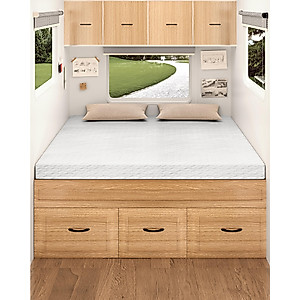 Slumbrae 4" [RV King] Memory Foam Mattress Topper for RV with Ultra Soft Cover, CertiPUR-US Certified, 72"*80"