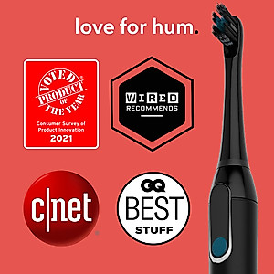 Colgate hum Black Electric Toothbrush for Adults, Starter Kit with Travel Case and Extra Refill Head, Rechargeable Smart Sonic Toothbrush, Black