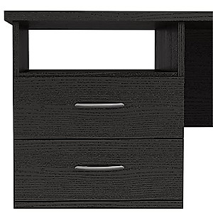 Pemberly Row Desk with 3 Drawers in Black Woodgrain