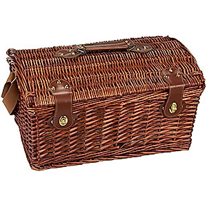 Juvale Large Wicker Picnic Basket, 4 Person Set with Utensils, Outdoor, Insulated Cooler Bag, Plastic Glasses, Plates, Stainless Steel Cutlery, Utensils, Family Size (18 x 12 x 10 in, Brown)