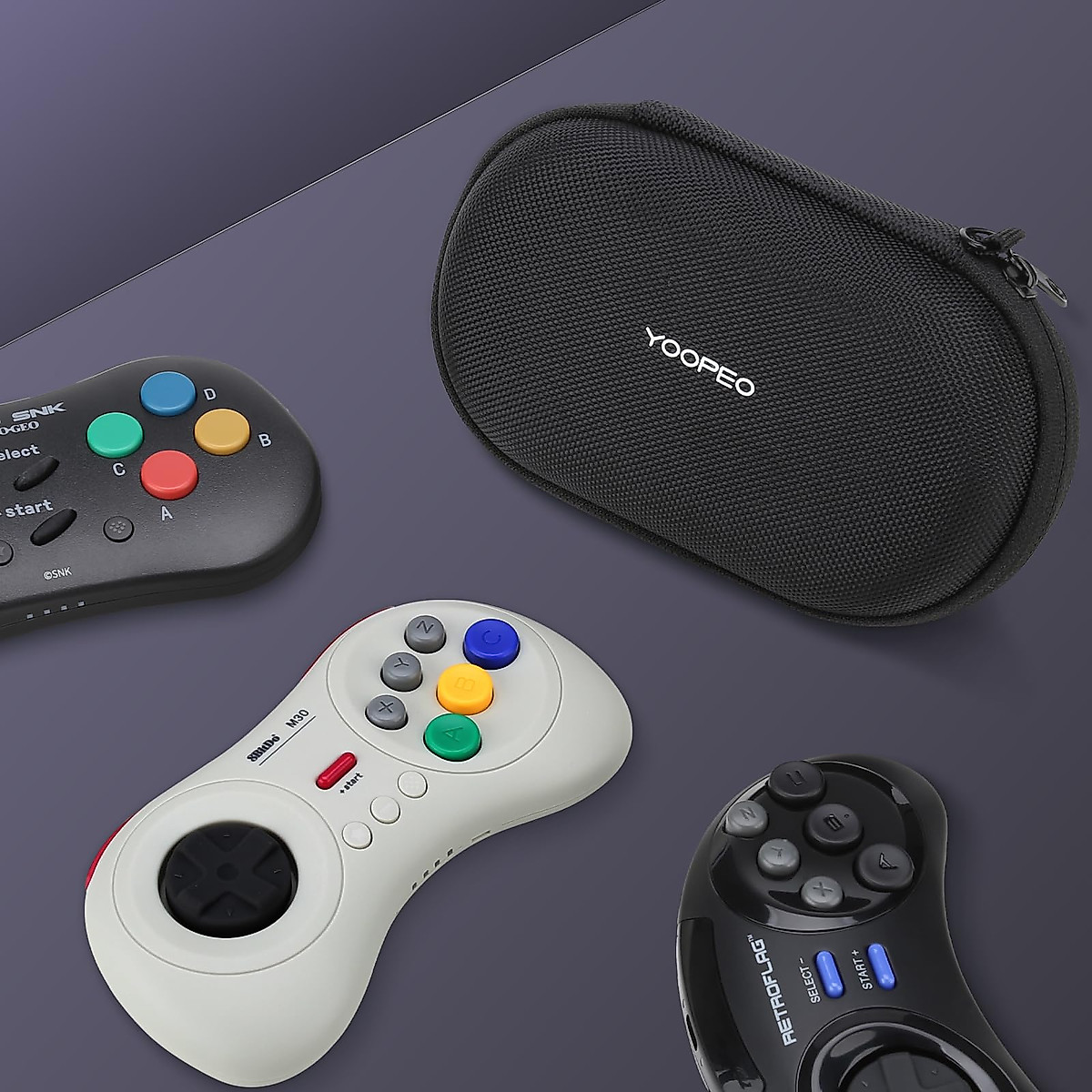 AKNES Hard Shell Controller Travel Case - Fits 8BitDo SN30 Pro, Zero 2, M30 and NEOGEO Controllers, Gulikit NS19 Series Controller, Portable & Protective Carrying Case