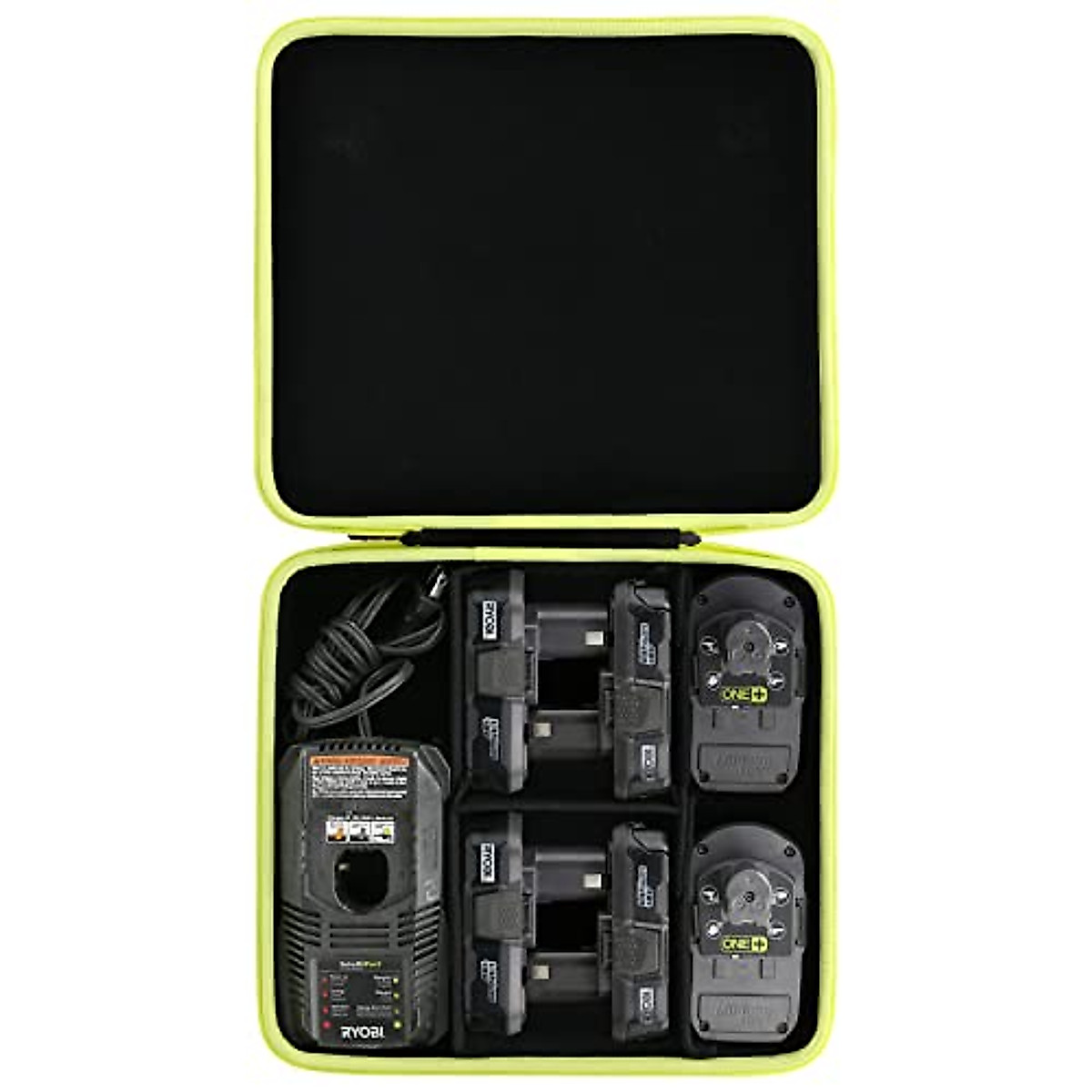 Khanka Hard Battery Storage Box Holder Carrying Case Replacement for Ryobi 12v/18v/40v Li-ion Battery and Charger - Holds 12V 20V 40V 1.5/2.0/2.5/3.0/3.5/4.0/5.0/6.0-Ah Battery, Charger (Case Only)