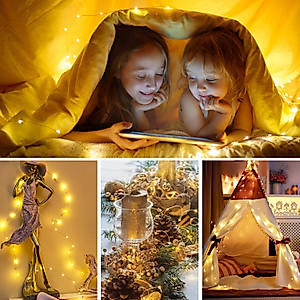 5 Pack Fairy Lights Battery Operated, 7 Feet 20 Led String Lights with Timer, Waterproof Firefly Lights on Silver Wire for Home Party Wedding Christmas Decorations, 6 Hours on/18 Hours Off, Warm White