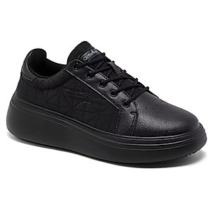 Womens Superior Comfortable Orthopedic Sneakers for Ankle Pain Relief, Elegant Supportive Walking Shoes for Outdoor, Extra Fashionable Platform Sneakers with Pu Leather Black Size 10