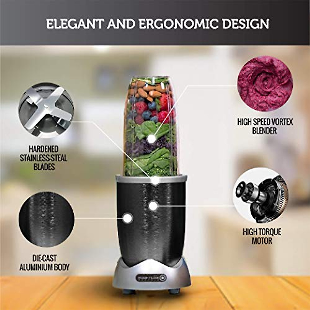 Bullet Blender Combo Mixer with 250W High Speed Fruit Vegetable Juicer Blender Coffee Grinder Blending & Grinding Blades with BPA free Tritan Travel Bottles for Frozen Fruit, Baby Food Spices Black