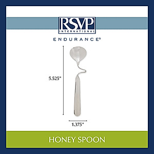 RSVP International Endurance Honey Dipper Spoon Collection Durable 18/8 Stainless Steel, Dishwasher Safe, Balancing Spoon, 5.625" Length