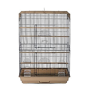 Prevue Pet Products Flight Cage for Multiple Small Birds, Steel Metal and Plastic Cage Home Crate Enclosure for Birds, Standing Birdcage, Brown/Black