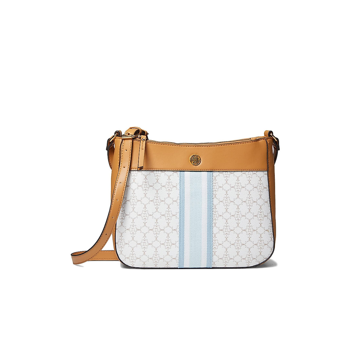 Nanette Lepore Double Section Logo Crossbody with Stripe Chalk Logo One Size