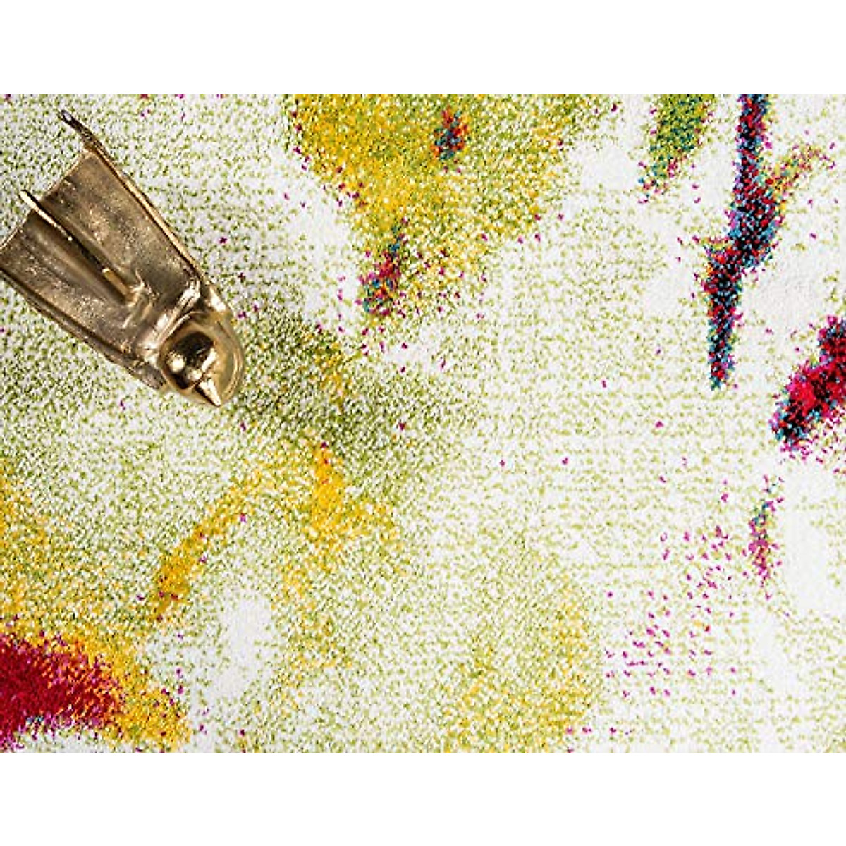 Unique Loom Lyon Collection Modern Watercolor Floral Area Rug, 2 x 6 ft, Ivory/Pink