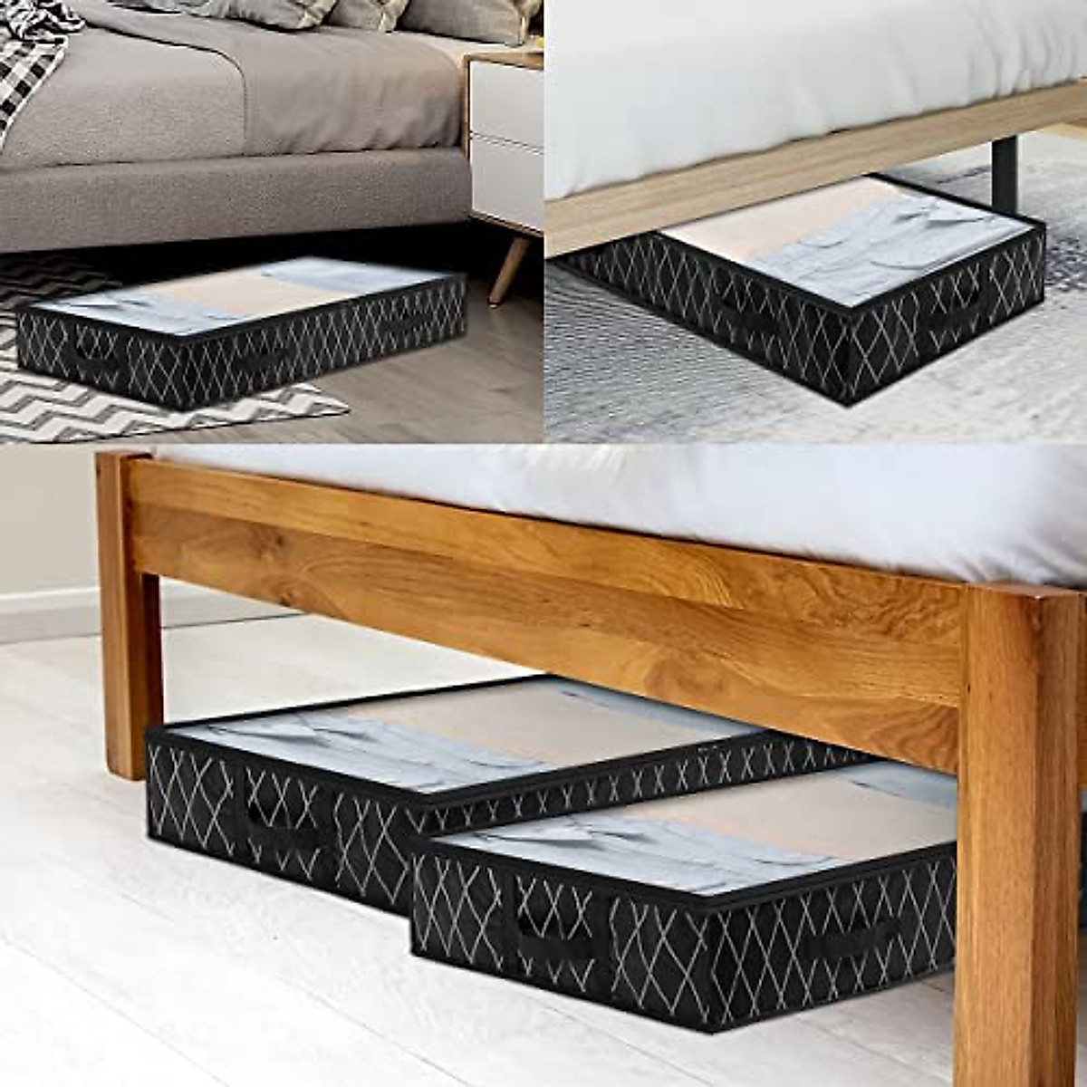 Under Bed Storage Bags Large Capacity Underbed Clothing Organizer with Clear Cover and Reinforced Handles Foldable Underbed Storage Bins Durable Organizer for Clothes Blankets Bedding