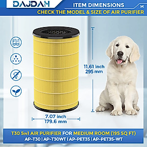 [Pet Allergy] AP-T30 Filter Compatible with Homedics Air Purifier Filter Replacement AP-T30FL AP-PET35FL Filter for Homedics Total Clean 5 in 1 Air Purifier AP-T30 AP-T30WT AP-PET35 and AP-PET35-WT