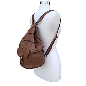 SILVERFEVER Women's Medium Backpacks Genuine Leather Backpack Purse Sling Organizer (Cffee Brown)