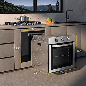 Empava 24 inch Electric Single Wall Oven 2.5 Cu.ft. Stainless Steel with Basic Broil Bake Functions Mechanical Knobs Control, 24WOE40L, Silver