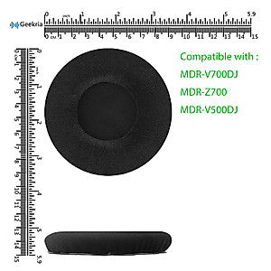 Geekria Comfort Velour Replacement Ear Pads for Sony MDR-V700DJ, MDR-Z700, MDR-V500DJ Headphones Ear Cushions, Headset Earpads, Ear Cups Cover Repair Parts (Black)