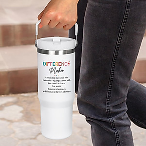 AXIARA Difference Maker Gifts for Women - Christmas, Birthday Gifts for Boss, Thank You, Boss Lady Gifts for Coworkers, Teacher Appreciation Gifts - 30 oz Insulated Tumbler with Flip Straw and Handle