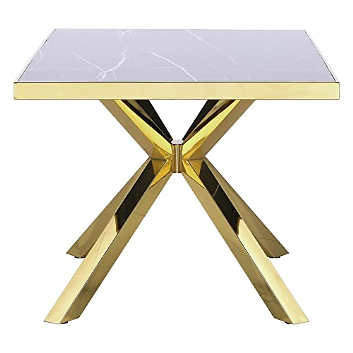 AZhome 5 Pieces Dining Table Set, Black and Gold Kitchen and Dining Room Sets for 4, Gold Metal X-Shaped Base Dining Table, Black Velvet Upholstered Dining Chairs with Gold Stainless Steel Legs