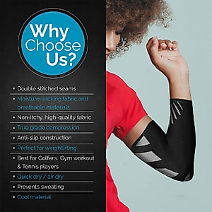 Elbow Compression Sleeve for Men & Women - Elbow Brace for Tendonitis and Tennis Elbow Relief, Golf Elbow, Joint Pains, Bowling, Weightlifting in Premium Breathable Fabric (1 Piece GREY Small)