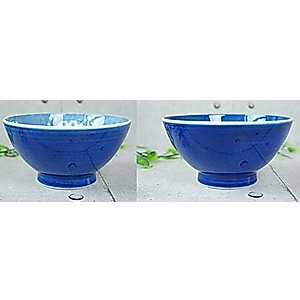 Set of 2 Japanese Rice Bowls, Cute Cats Design Buchi and Tora Bicolor and Tabby Porcelain Bowls