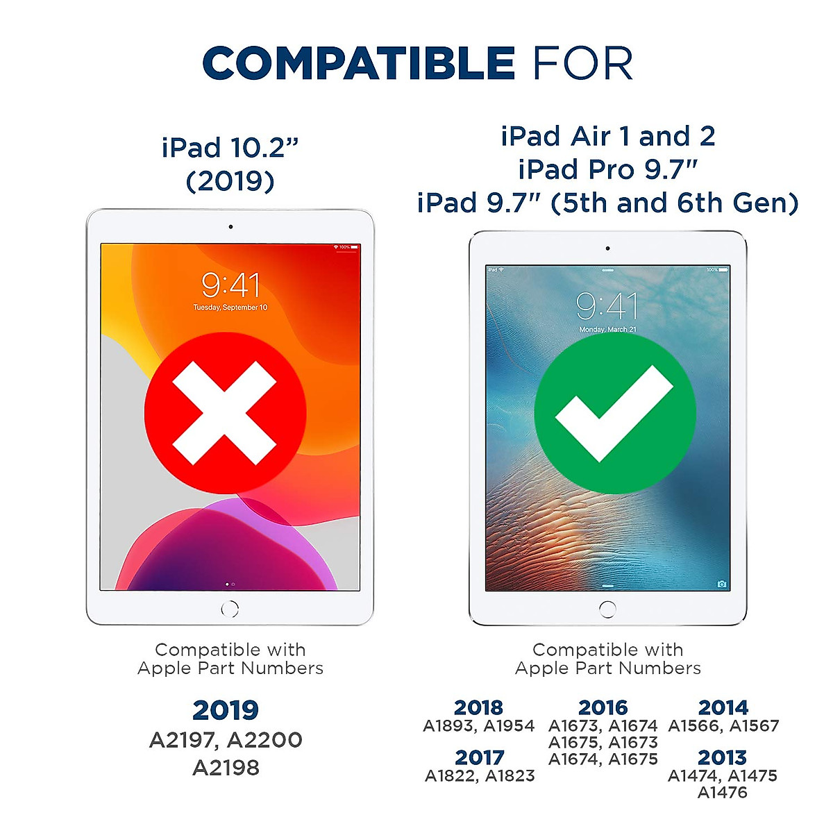 Tech Armor Ballistic Glass Screen Protector Designed for Apple iPad Air, Air 2 and iPad 9.7 Inch (2017) 1 Pack