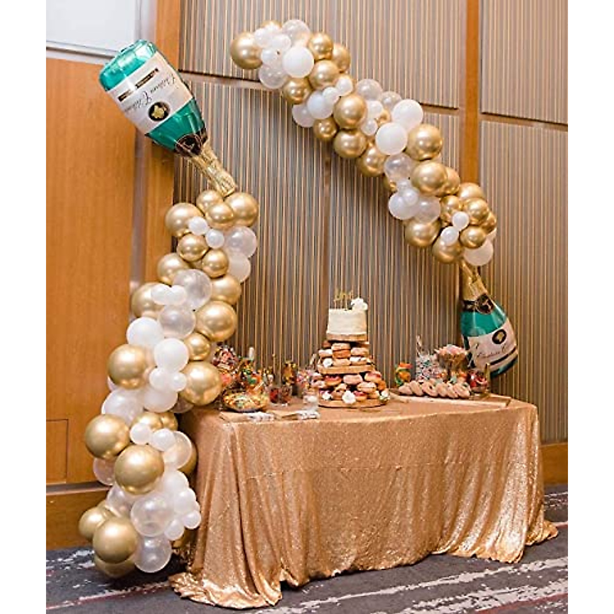 Champagne Balloon Garland Arch Kit, Gold Silver Clear Balloons for Birthday Wedding Baby Shower Bachelorette Anniversary Party Decorations, Happy New Year Years Decorations 2023