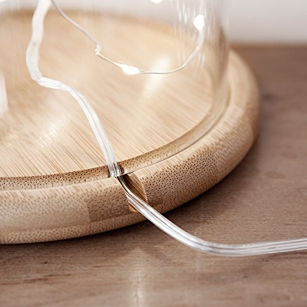 Lights4fun, Inc. Glass Cloche Bell Jar Display Dome with Bamboo Base - 9" x 6"