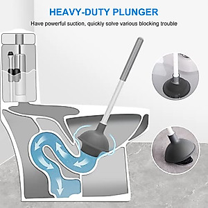 SetSail Silicone Toilet Brush Toilet Bowl Brush and Holder Toilet Cleaner Brush with Silicone Bristles & SetSail Toilet Brush and Plunger Set for Bathroom Cleaning