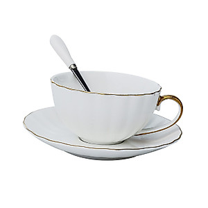 DOITOOL 1 Set Coffee Cup Set Tea Cup with Spoon and Saucer Coffee Cup with Dish Coffee Cups and Saucer Espresso Glasses Espresso Cups and Saucer British White Ceramics Lovers Drinking Cup