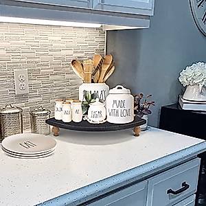 Wood Corner Counter Shelf Rustic Pedestal Stand Farmhouse Corner Shelves- Rustic Black Tray Riser for Coffee Bar Table Decor, Display Riser for Farmhouse Accent Centerpiece in Kitchen/Bathroom/Dining