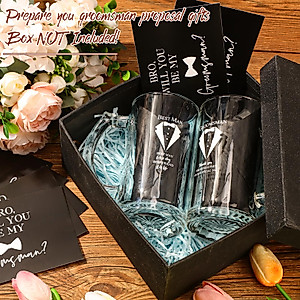 Nuanchu Set of 7 Groomsman Proposal Gifts Best Man Gift Groomsmen Beer Glass Set with Tuxedo Groomsman Glasses Will You Be My Groomsman Cards Tissue Paper for Bachelor Party(Beer Mugs, 17 oz)